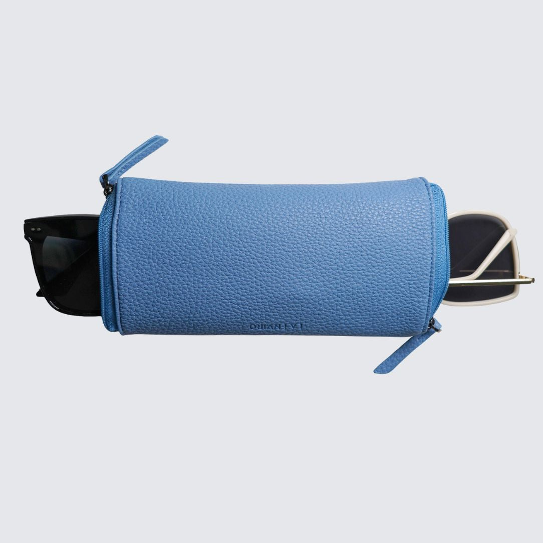 Eden Double Sided Spectacles Case with Zip Pocket - Sky Blue