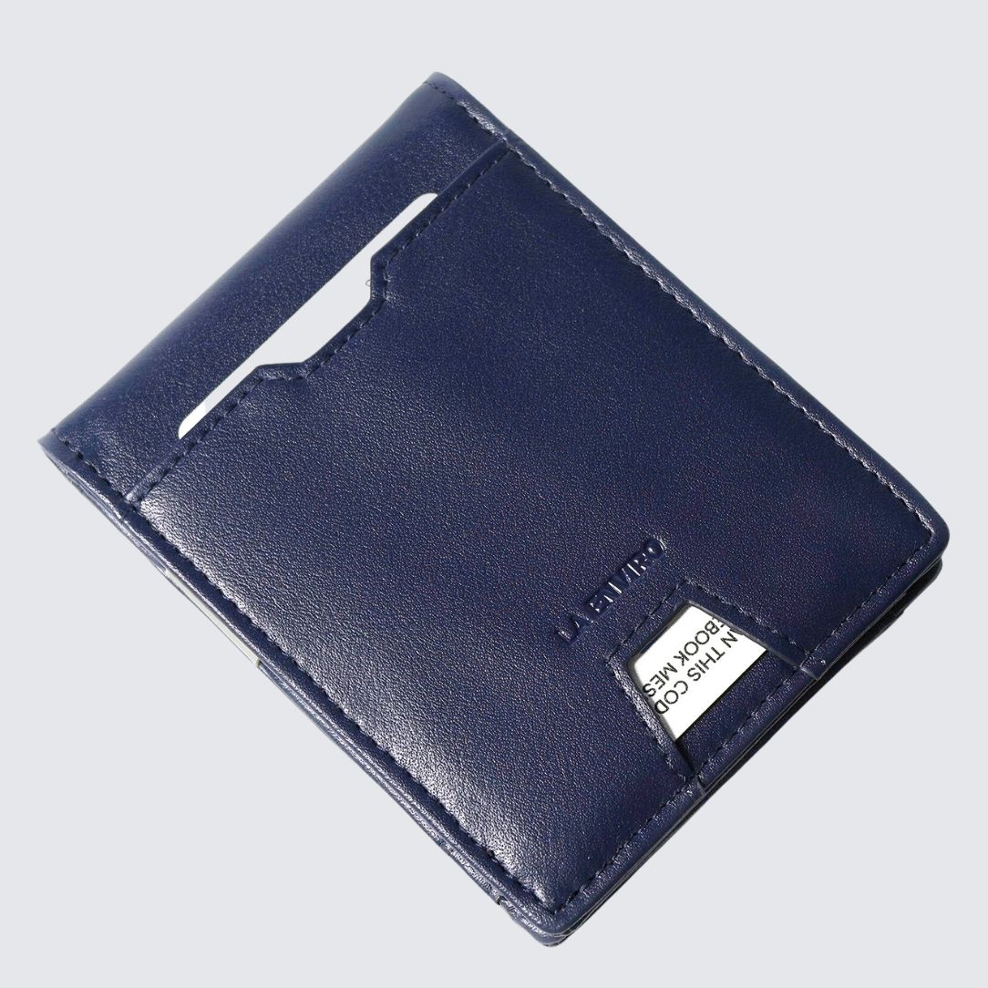 YAMBA Blue Vegan Leather Wallet - Money Clip Wallet