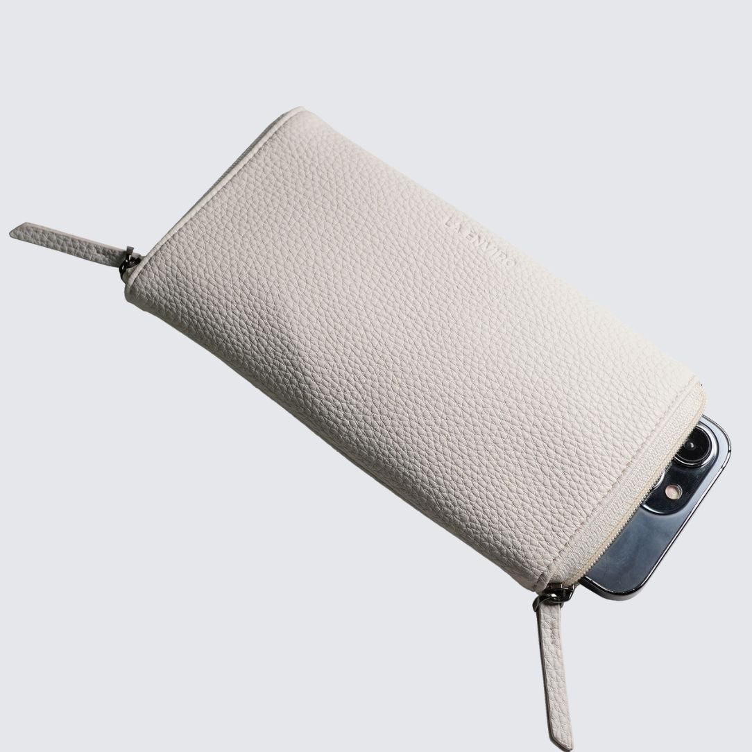Eden Double Sided Spectacles Case with Zip Pocket - Ivory